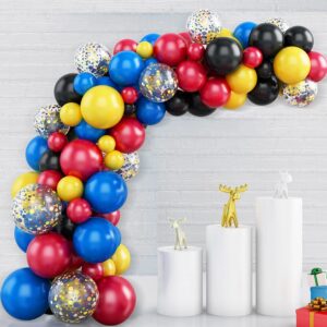 balloon arch garland kit, 105pcs blue red black balloon arch kit balloon garland kit, latex balloons with confetti party balloons for birthday decoration wedding baby shower decoration party supplies