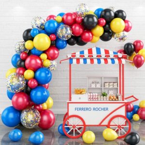 Balloon Arch Garland Kit, 105PCS Blue Red Black Balloon Arch Kit Balloon Garland Kit, Latex Balloons With Confetti Party Balloons For Birthday Decoration Wedding Baby Shower Decoration Party Supplies