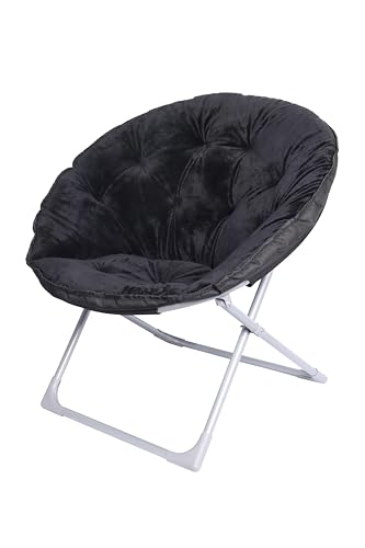 Amazon Basics Faux Fur Saucer Shaped Chair with Metal Frame Black 32.3"D x 27.2"W x 32.3"H