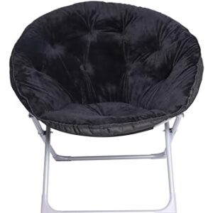 Amazon Basics Faux Fur Saucer Shaped Chair with Metal Frame Black 32.3"D x 27.2"W x 32.3"H