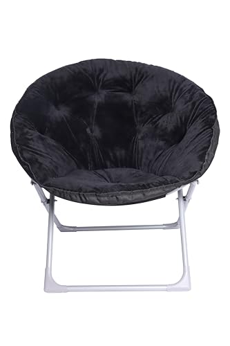 Amazon Basics Faux Fur Saucer Shaped Chair with Metal Frame Black 32.3"D x 27.2"W x 32.3"H