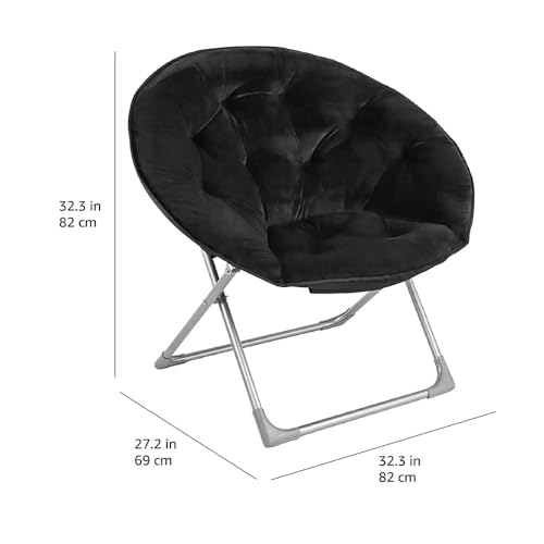 Amazon Basics Faux Fur Saucer Shaped Chair with Metal Frame Black 32.3"D x 27.2"W x 32.3"H