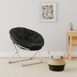 Amazon Basics Faux Fur Saucer Shaped Chair with Metal Frame Black 32.3"D x 27.2"W x 32.3"H