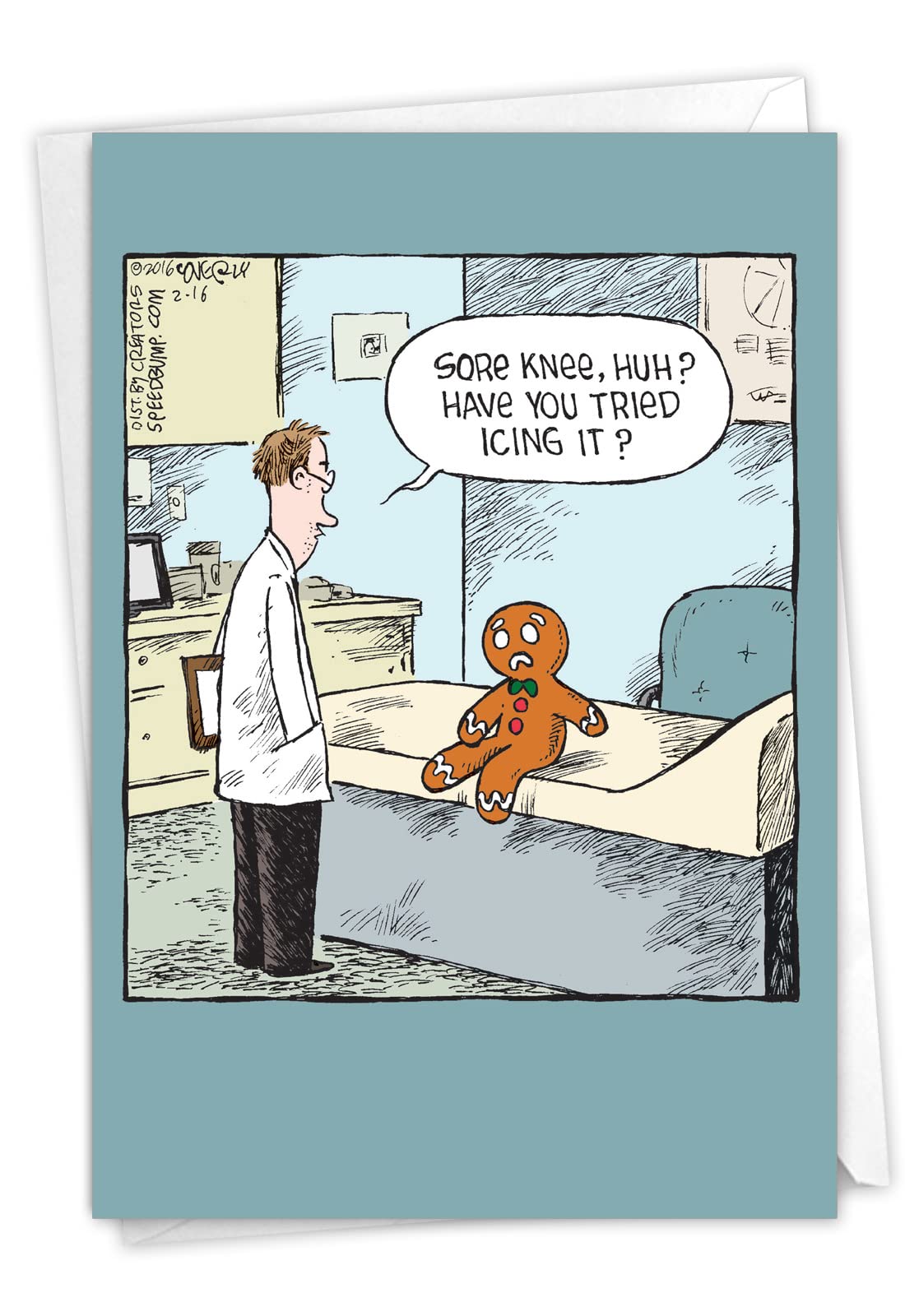 NobleWorks Sore Gingerbread Man - Get Well Greeting Card with Envelope (4.63 x 6.75 Inch) - C2609GWG