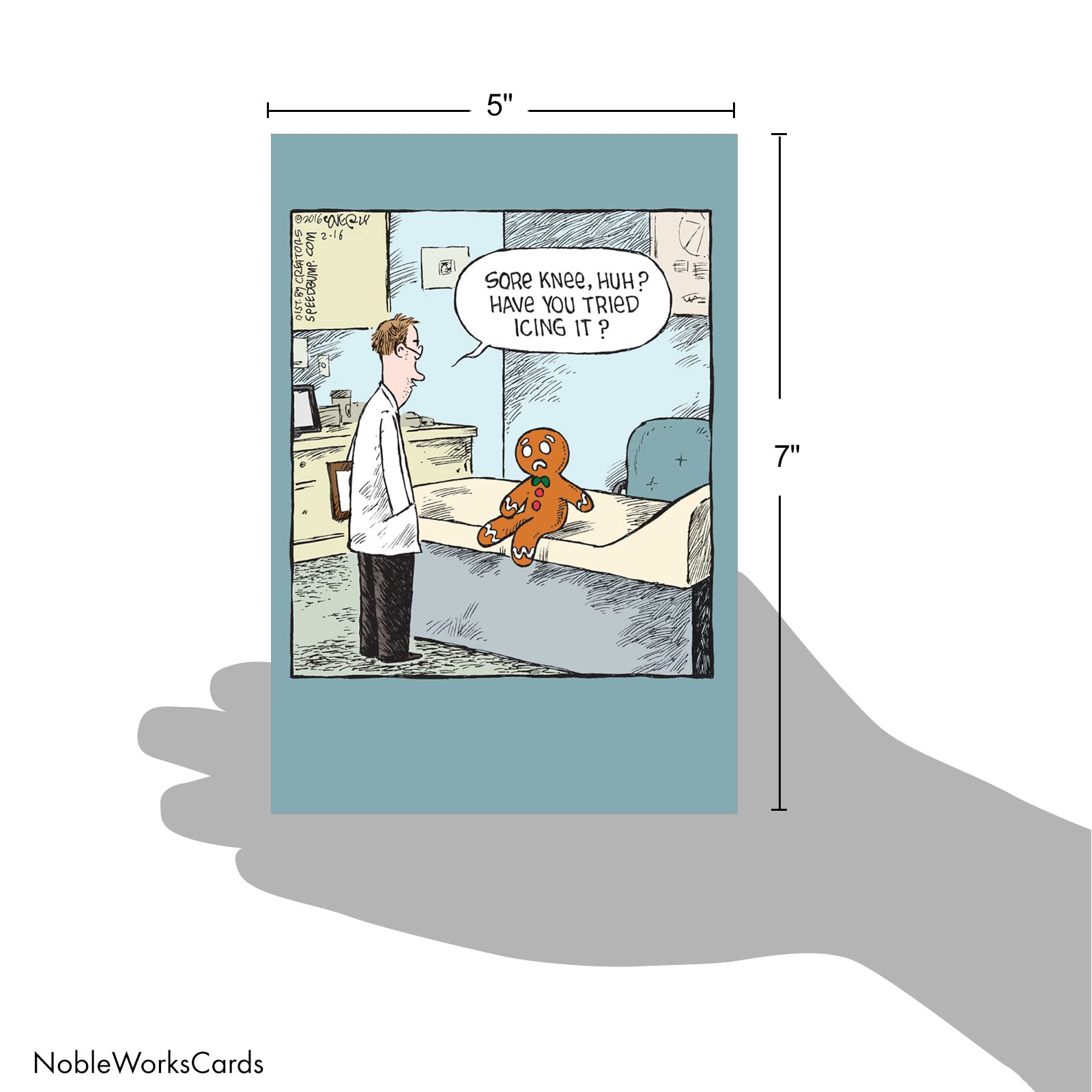 NobleWorks Sore Gingerbread Man - Get Well Greeting Card with Envelope (4.63 x 6.75 Inch) - C2609GWG