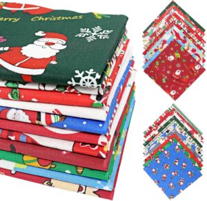 christmas fabric bundles, 20 pcs different pattern christmas quilting fabric, fabric squares with snowman and santa christmas cotton fabric sewing crafting diy supplies(9.8 x 9.8 inch/25 x 25 cm)