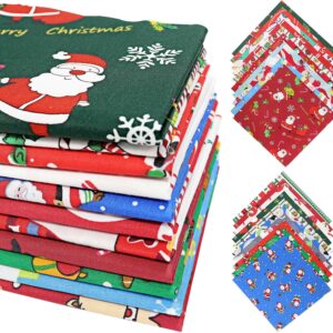 Christmas Fabric Bundles, 20 Pcs Different Pattern Christmas Quilting Fabric, Fabric Squares with Snowman and Santa Christmas Cotton Fabric Sewing Crafting DIY Supplies(9.8 x 9.8 Inch/25 x 25 cm)