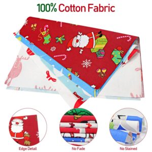 Christmas Fabric Bundles, 20 Pcs Different Pattern Christmas Quilting Fabric, Fabric Squares with Snowman and Santa Christmas Cotton Fabric Sewing Crafting DIY Supplies(9.8 x 9.8 Inch/25 x 25 cm)