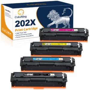 colorking compatible toner cartridge replacement for hp 202x 202a toner cartridges for hp color laserjet pro mfp m281fdw m281cdw m254dw 281fdw m254 m281 printer (black cyan yellow magenta, 4 pack)