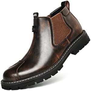 men's chelsea boots for men oxfords dress leather shoes mens formal casual man work fashion brown size 10 loafers slip on male hiking cowhide shoe high top