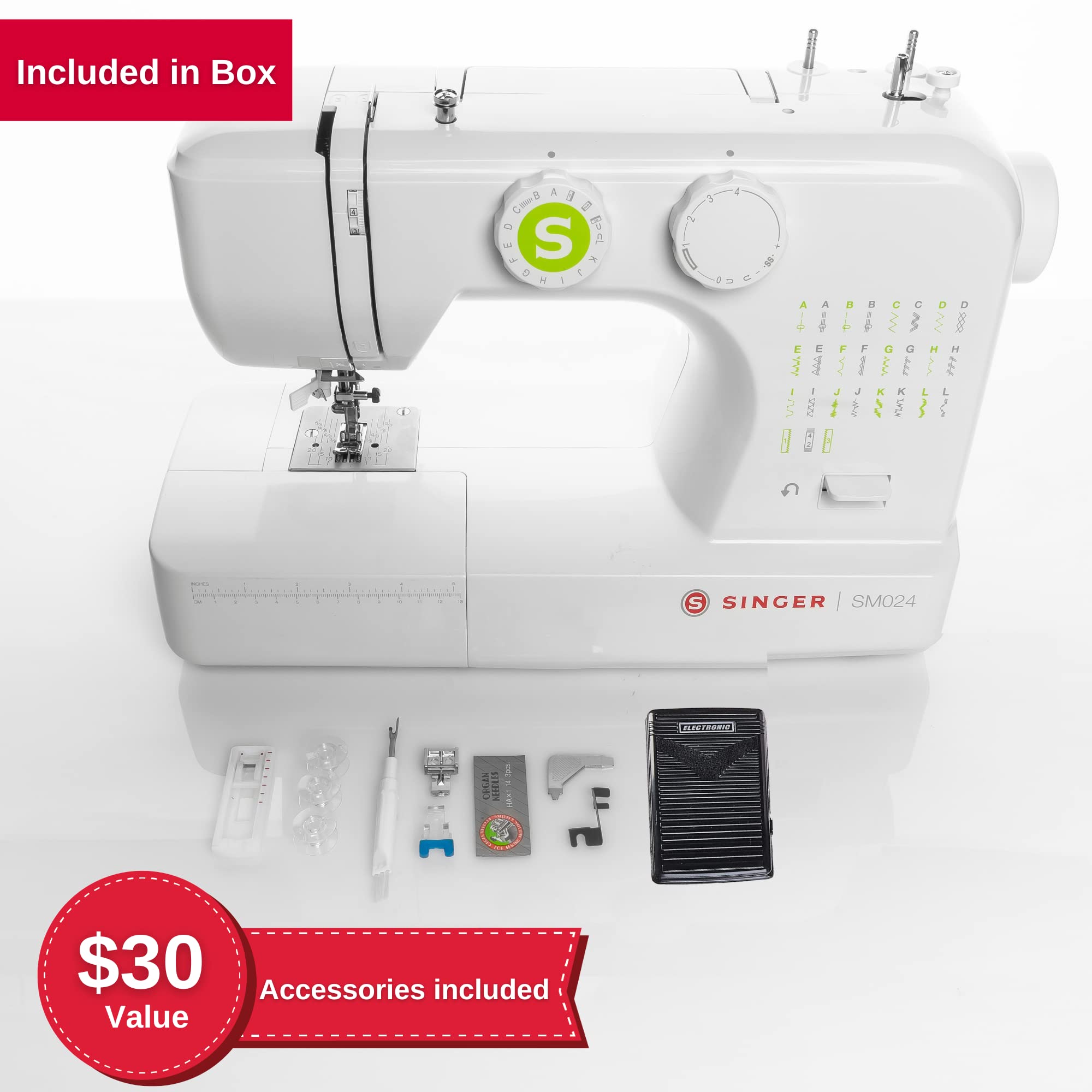 SINGER | SM024 Sewing Machine With Included Accessory Kit, 24 Stitches, Simple & Great For Beginners