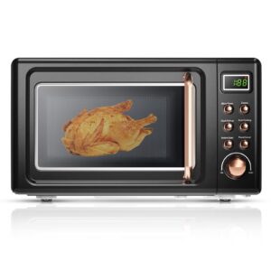 mat expert 0.7 cu.ft compact microwave oven, digital timing & child lock, small microwave w/glass turntable & 6 preset buttons, delayed start function, 700w mini microwave w/5 micro power (golden)