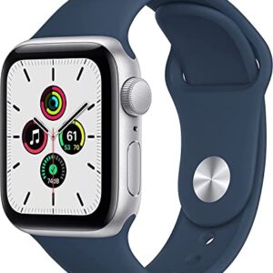 Apple Watch SE (GPS, 40mm) - Silver Aluminum Case with Abyss Blue Sport Band (Renewed)