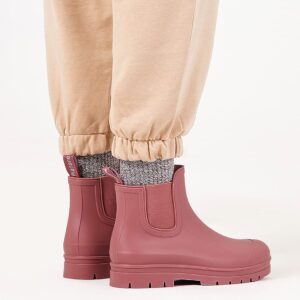 planone Short rain boots for women waterproof size 8.5 Hawthorn Red garden shoes anti-slipping chelsea rainboots comfortable insoles light ankle rain shoes matte outdoor work shoes