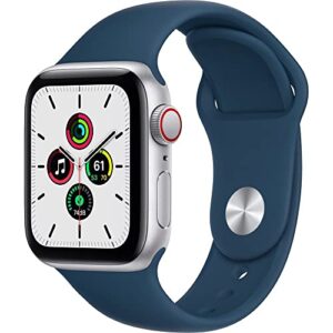 apple watch se (gps) 44mm silver aluminum case with abyss blue sport band (renewed)