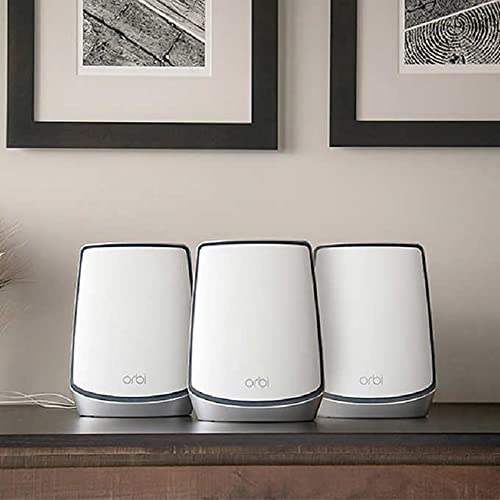 NETGEAR Orbi AX5700 Whole Home Tri-Band Mesh Wi-Fi 6 System (RBK843S) Router with 2 Satellite Extenders (Coverage Up to 7,500 SQ FT, 100 Devices, Up to 5.7Gbps, RBK843S)