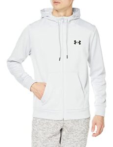 under armour men's armourfleece full zip hoodie, (014) halo gray / / black, large