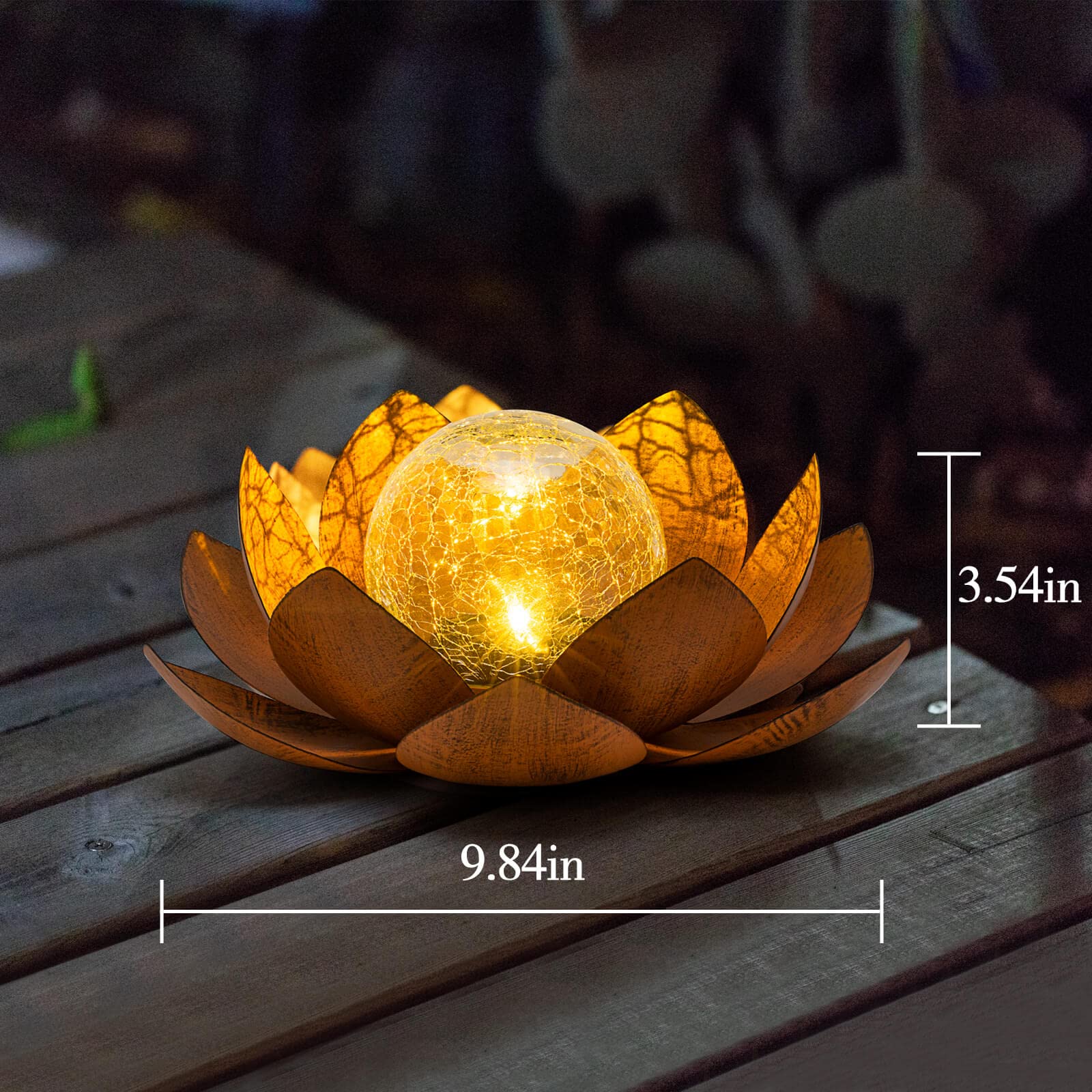 Huaxu Solar Light Outdoor Waterproof Garden Light Metal Glass Decorative LED Lotus Flower Table Lamp