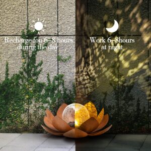 Huaxu Solar Light Outdoor Waterproof Garden Light Metal Glass Decorative LED Lotus Flower Table Lamp