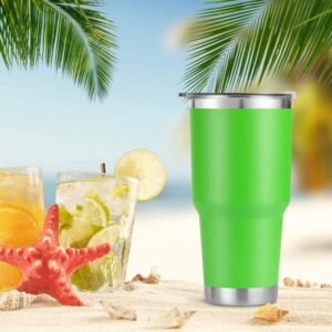 30 oz Green Tumbler Stainless Steel Double Wall Vacuum Insulated Mug with Straw and Lid, Cleaning Brush for Cold and Hot Beverages