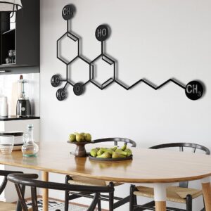 DEKADRON Metal Wall Decor, THC Molecule, Home Living Room Decor, Wall Sign, Metal Wall Art, Interior Decoration, Indoor Outdoor Hangings (60x36cm)