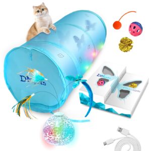 migipaws cat toys, interactive cat toy for indoor cats play moving shadow of butterfly feather project on cat tunnel, cardboard box toys, rechargeable