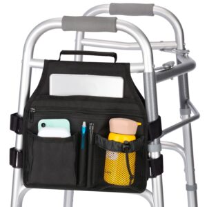 supregear side walker bag, walker accessories bag w/cup holder, folding walker basket waterproof walker organizer caddy pouch for most walker with side bar for seniors, elderly, double sided