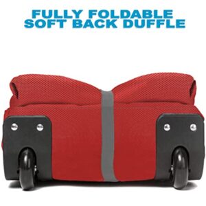 Bago Rolling Duffle Bag with Wheels - 30" 100L Foldable Weekender Bag, Waterproof Travel Duffel Bag, Heavy Duty lightWeight Duffle Bag for Traveling, Rolling Duffel Bag with Wheels (Red)