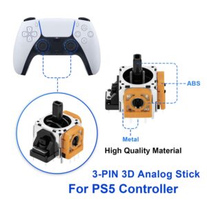 Mcbazel 7 in 1 Joystick Repair Kit for PS5 Controller, 3D Analog Joystick Thumb Sticks Replacement Thumb Caps Grips with Screwdriver and Prying Tools Compatible with PlayStation 5 Controllers