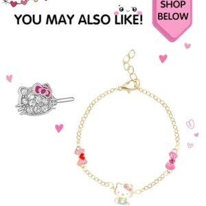 Hello Kitty Sanrio Girls Jewelry Set - Flash Plated 18+3 Necklace and Stud Earrings Officially Licensed