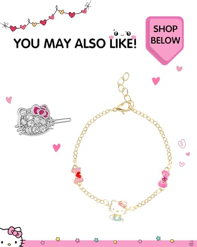 Hello Kitty Sanrio Girls Jewelry Set - Flash Plated 18+3 Necklace and Stud Earrings Officially Licensed