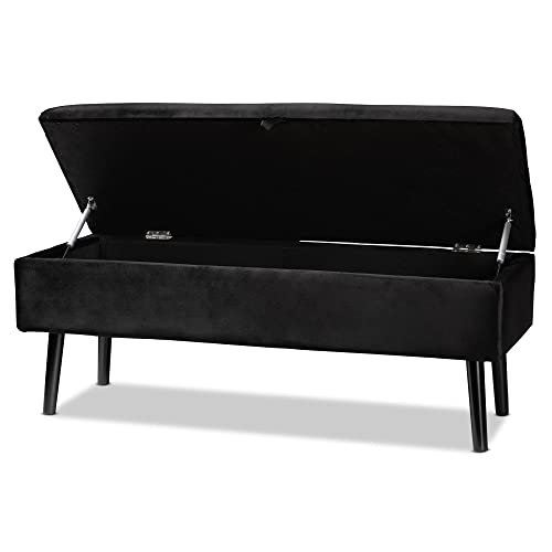 Baxton Studio Caine Benches & Banquettes, Black/Dark Brown