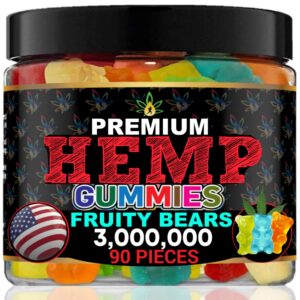 healthergize hemp gummies-great for sleep, joints, relax, calm, muscles, discomfort, skin-hemp gummy bears peace and relaxation-variety fruity flavors-natural hemp edibles bears-made in usa-90 bears