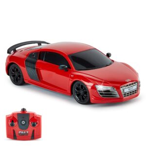 cmj rc cars audi r8 gt 1:24 scale radio controlled car licensed rc car series for girls and boys age 8 9 10 11 12 years holiday ideal gift (red)