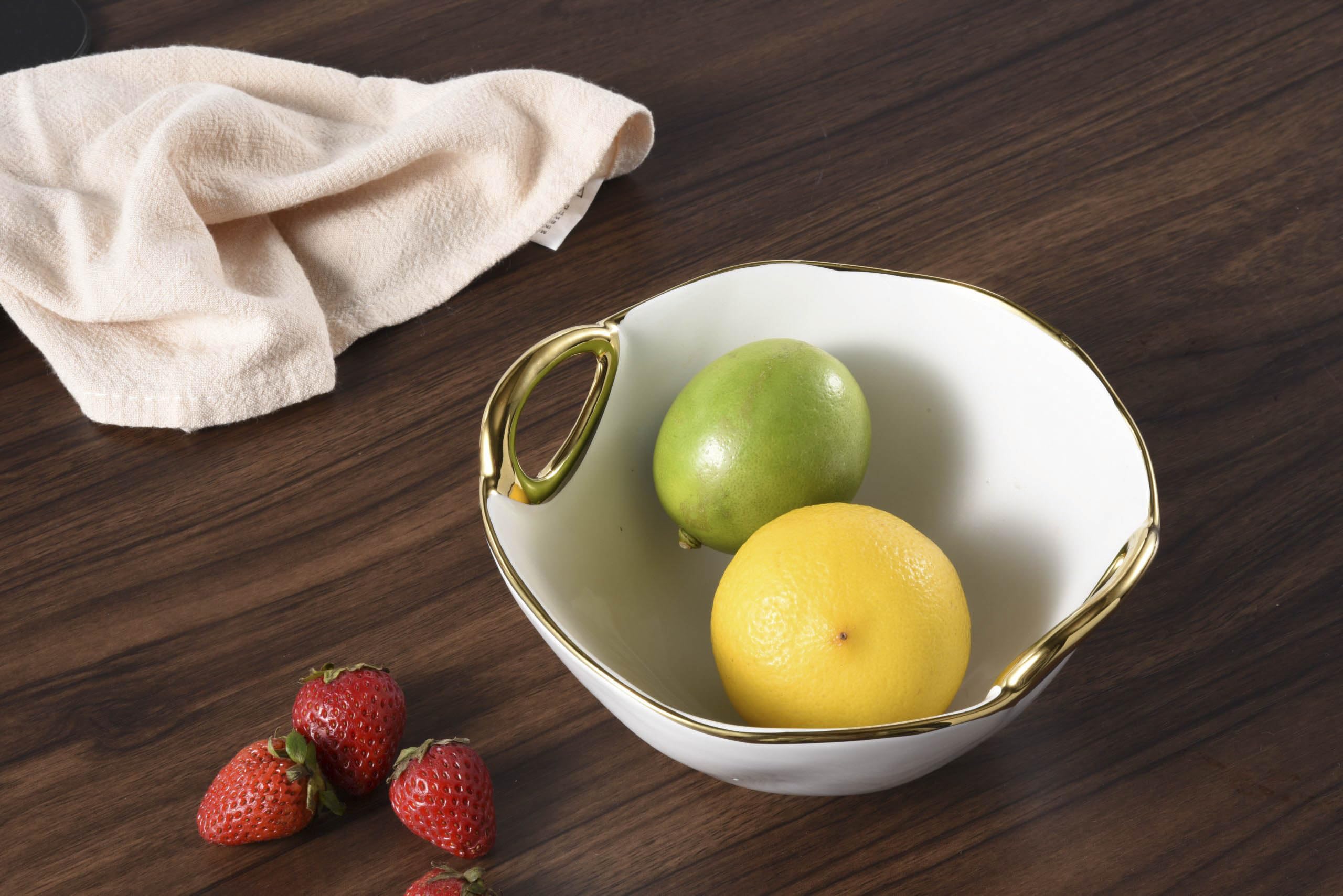 Pampa Bay Medium Bowl with Golden Handles