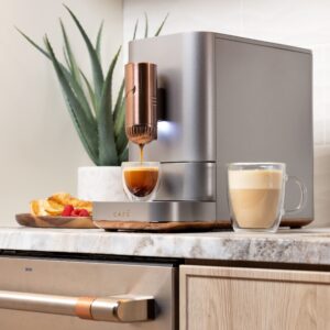 Café Affetto Automatic Espresso Machine | Brew in 90 Seconds | 20 Bar Pump Pressure for Balanced Extraction | Five Adjustable Grind Size Levels | WiFi Connected for Drink Customization | Steel Silver