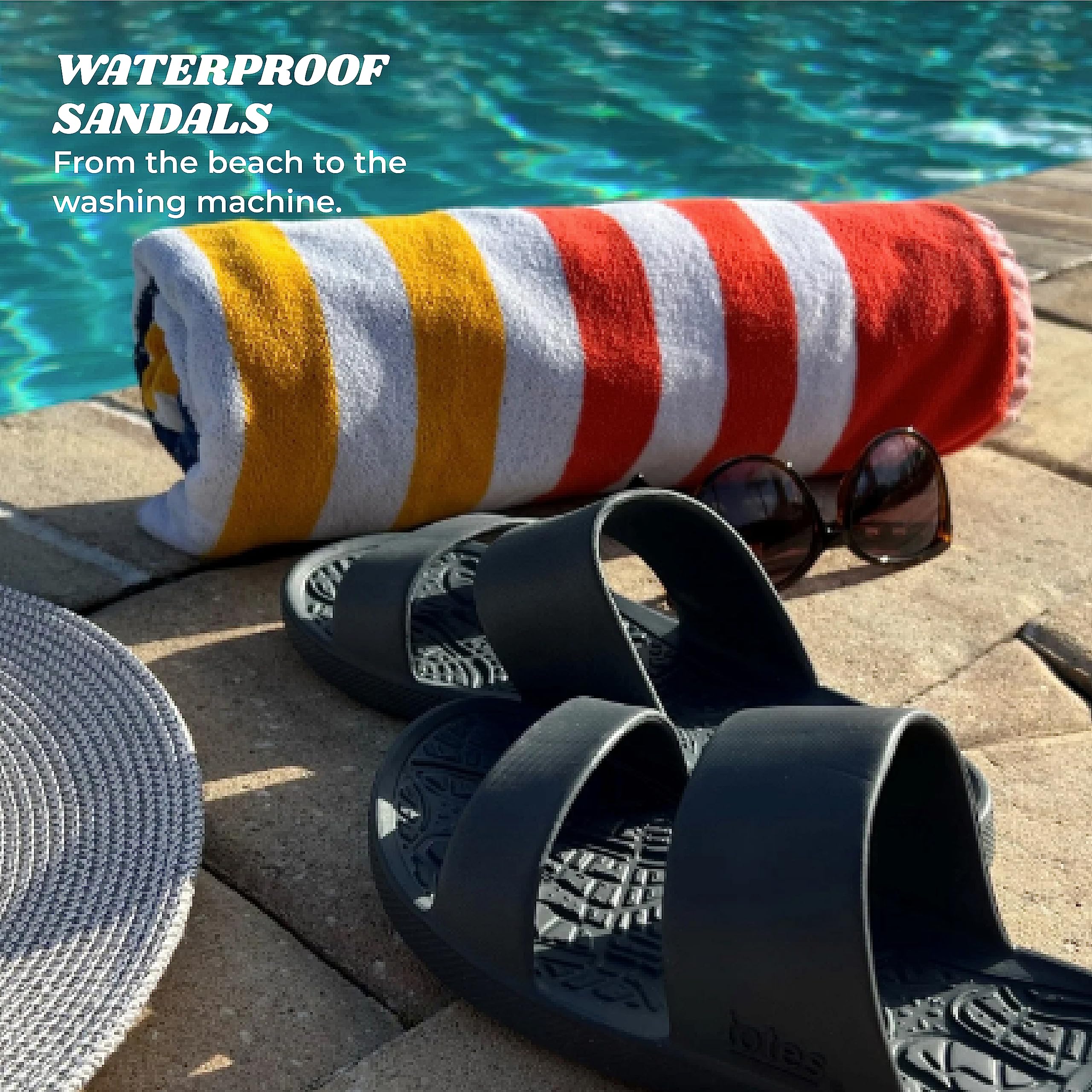 totes Women’s Slides - Everywear Hudson Soft, Waterproof Pool & Beach Sandals