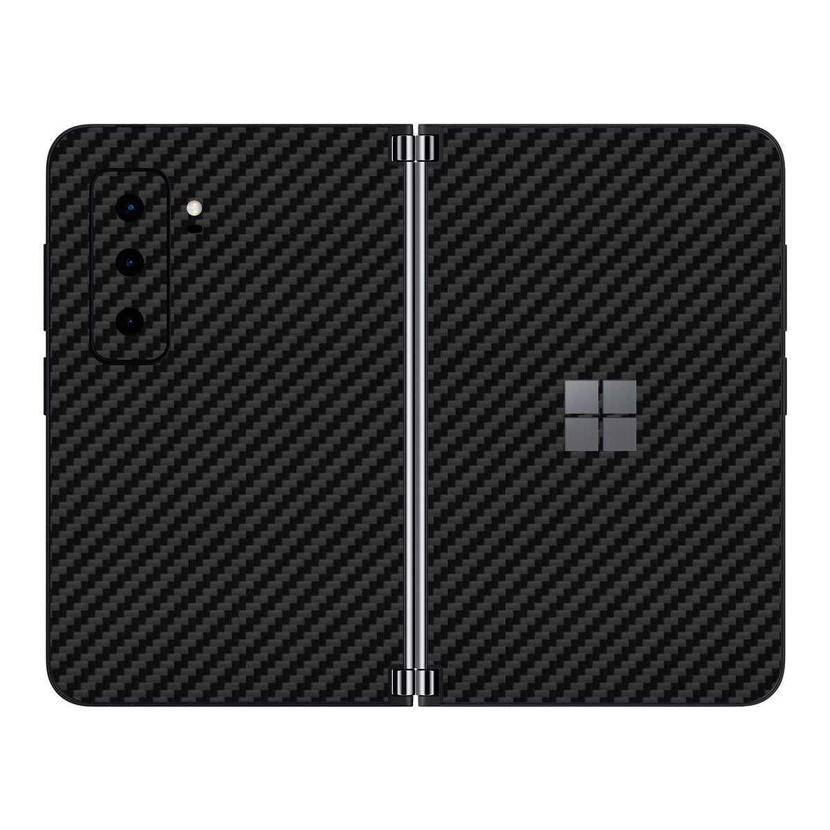 SopiGuard Sticker Skin for 2021 Microsoft Surface Duo 2 2nd Gen Edge-to-Edge Front and Rear Panels Vinyl Decal (Carbon Black)