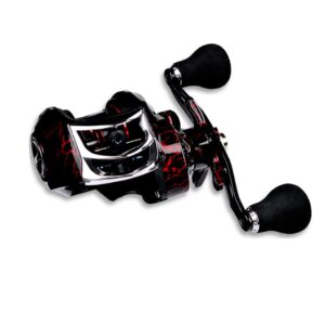 new up 200kg max drag fishing reels 18+1bb baitcasting fishing reel magnetic brake baitcaster fishing reel for saltwater freshwater fishing (red & black, left hand)