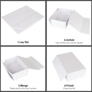 Gift Box White with Magnetic Closure Lid 10" X 6" X 3" Gift Box for Presents,Luxury for Gift Packaging, Bridesmaid Gifts Box, Magnetic Gift Box for Gifts, Cute Box,Birthday Gift Box,Christmas Gift Box