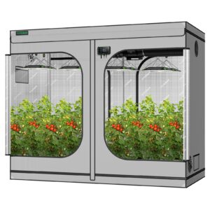 vivosun g848 96"x48"x80" grow tent, 8x4 ft advanced gray mylar hydroponic tent with 22mm poles, observation window and floor tray for plants for vs4000/vsf4300