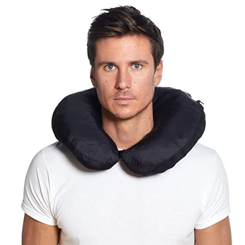 Weatherproof Mens Puffer Jackets - Packable Travel Neck Pillow Black Alternative Down Puffer Jacket Men (Black, L)