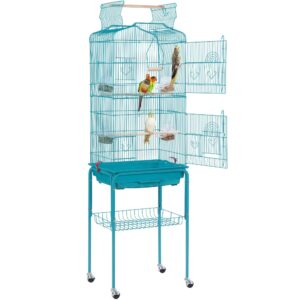 topeakmart open play top bird cage large parakeet parrot cage w/detachable stand for budgies finches canaries lovebirds, 64inch