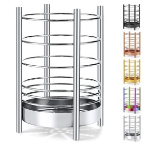 homquen kitchen utensil holder for kitchen counter, stainless steel utensil crocks, utensil storage caddy organizer, cooking utensil holder, kitchen tools, easy cleaning (silver/7.4''x5.2'')