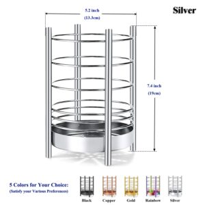 HOMQUEN Kitchen Utensil Holder for Kitchen Counter, Stainless Steel Utensil Crocks, Utensil Storage Caddy Organizer, Cooking Utensil Holder, kitchen tools, Easy Cleaning (Silver/7.4''x5.2'')