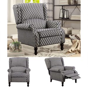 rosevera kelly victoria padded push back recliner chair for living room and bedroom, navy blue