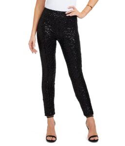 tipsy elves women's black sequin high waisted leggings size small