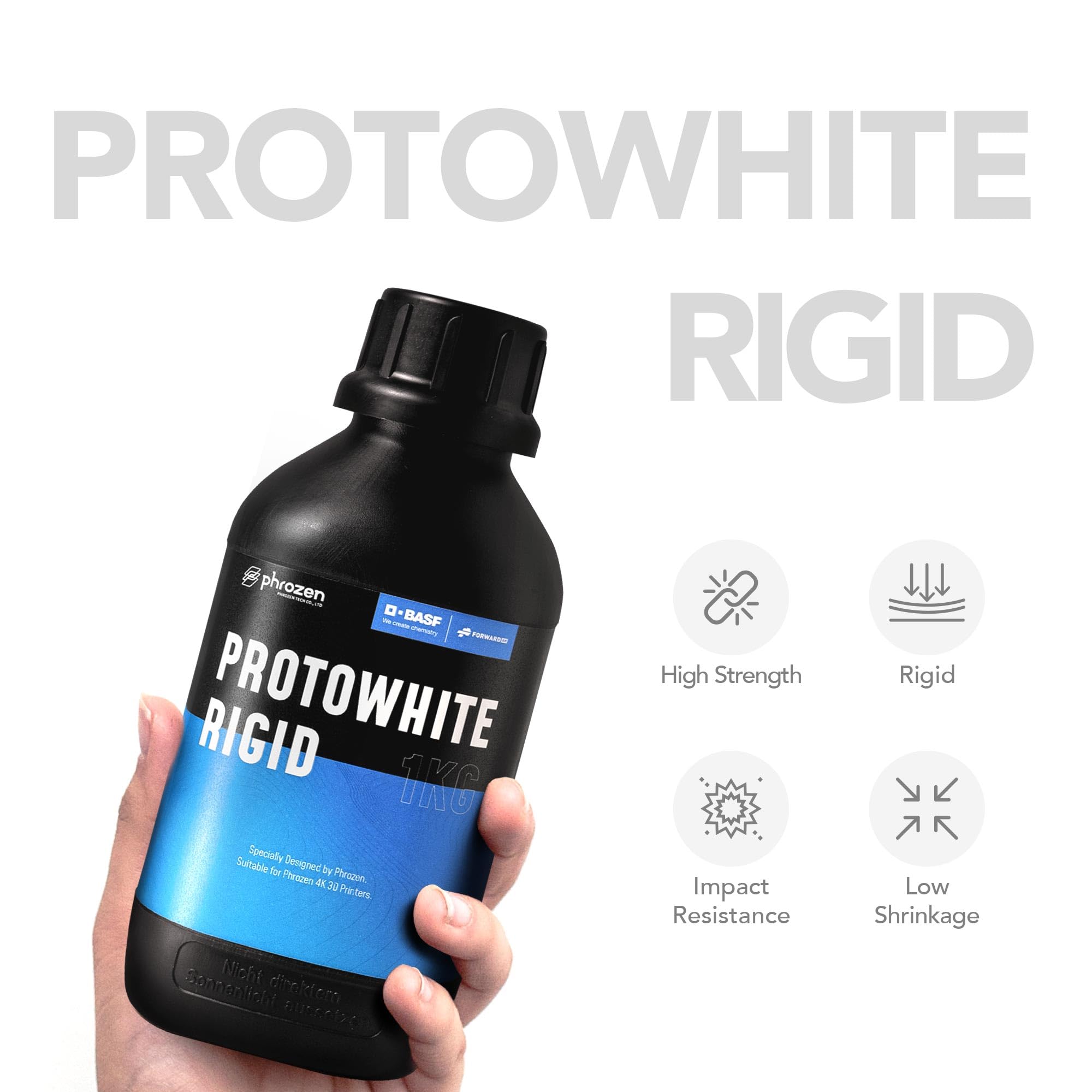 phrozen Protowhite Rigid Resin 405nm LCD UV-Curing Standard Photopolymer Resin Great for Industrial Prototype (1KG)