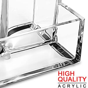 Pen Holder, Clear Acrylic Pen Holder for Desk, Makeup Brush Storage Organizer, Modern Desk Organizer for School, Home and Office.