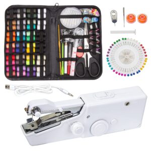 handheld sewing device portable sewing machine with 177 pcs sewing kit supplies handheld electric sewing machine for beginners, kid, home travel use